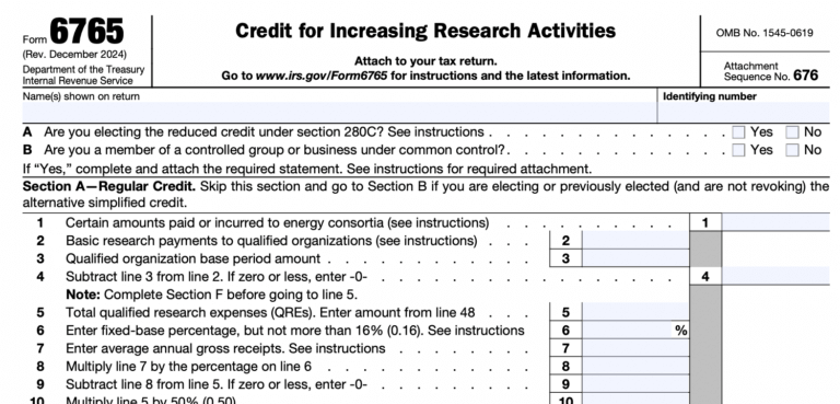 IRS Finalizes Federal Form 6765 for Clients Claiming the R&D Tax Credit
